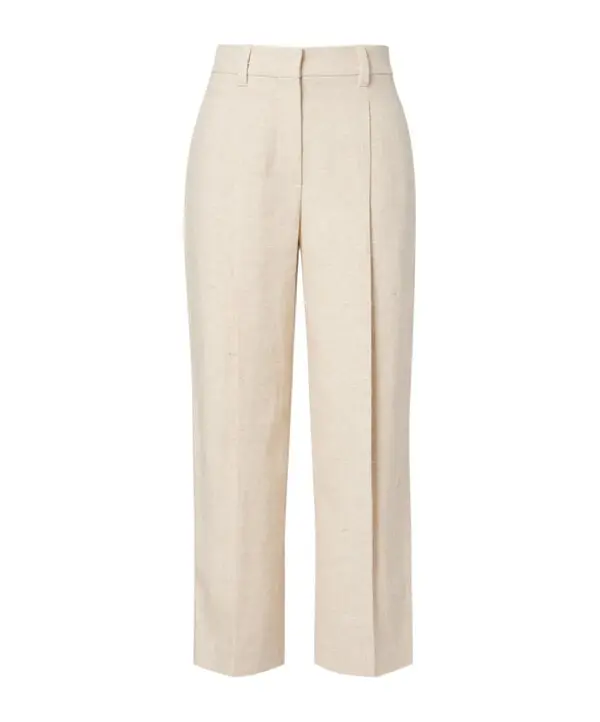 Brunello Cucinelli Cropped Linen And Silk-blend Wide-leg Pants