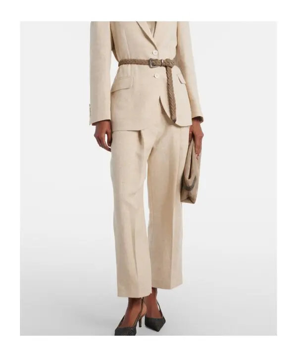 Brunello Cucinelli Cropped Linen And Silk-blend Wide-leg Pants
