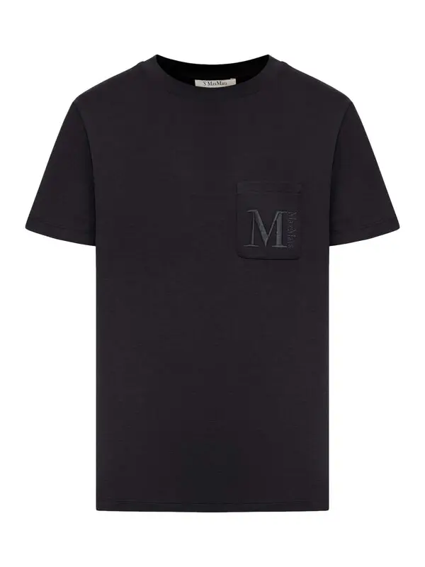 Max Mara Madera Logo Embroidered Crewneck T-shirt - Black