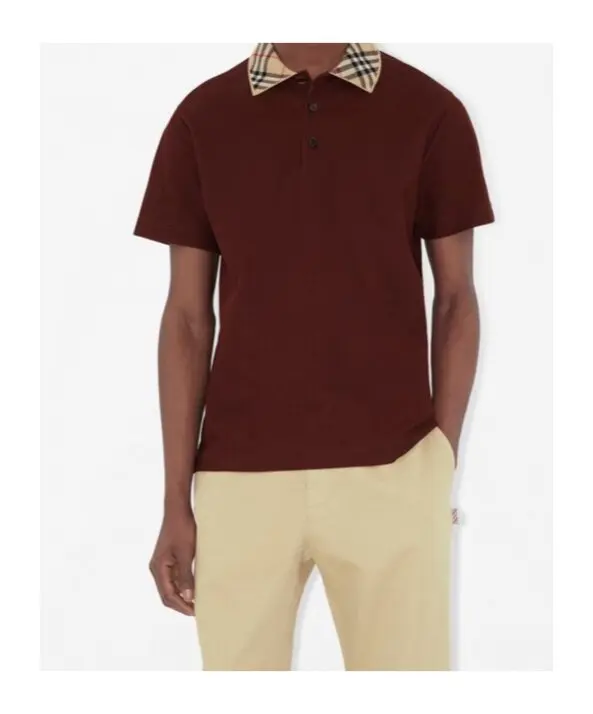 Burberry Check Collar Short Sleeved Polo Shirt - Box