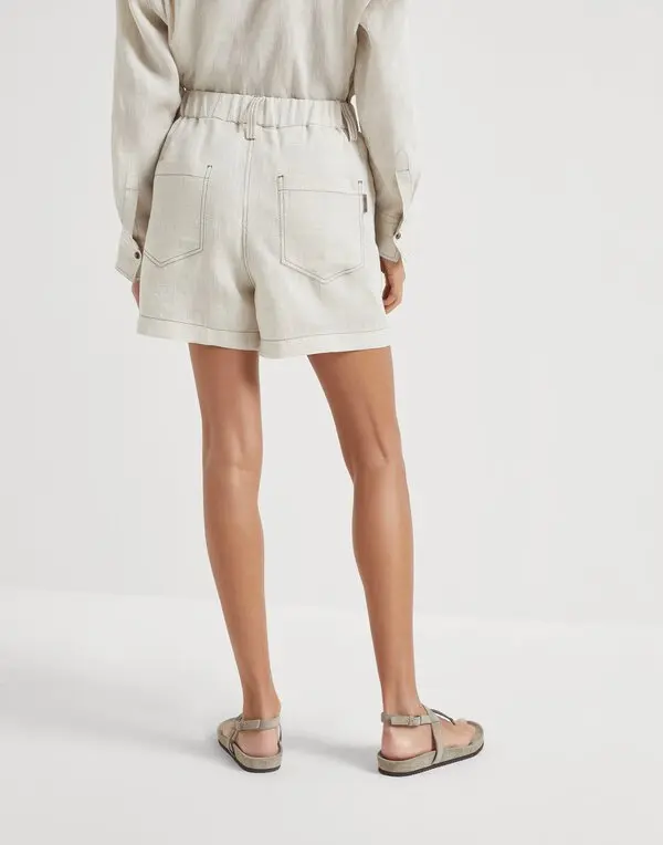Brunello Cucinelli Monili-embellished Linen Shorts