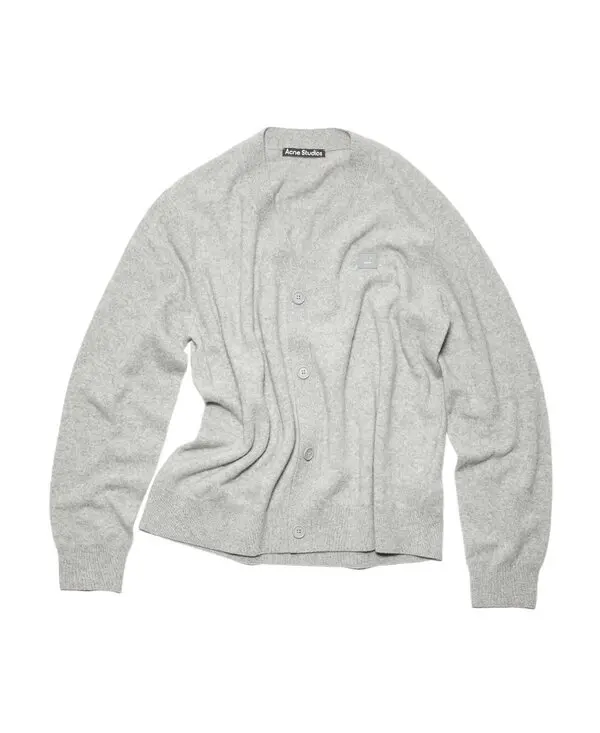 Acne Studios Face Logo Patch V-neck Cardigan - Gray