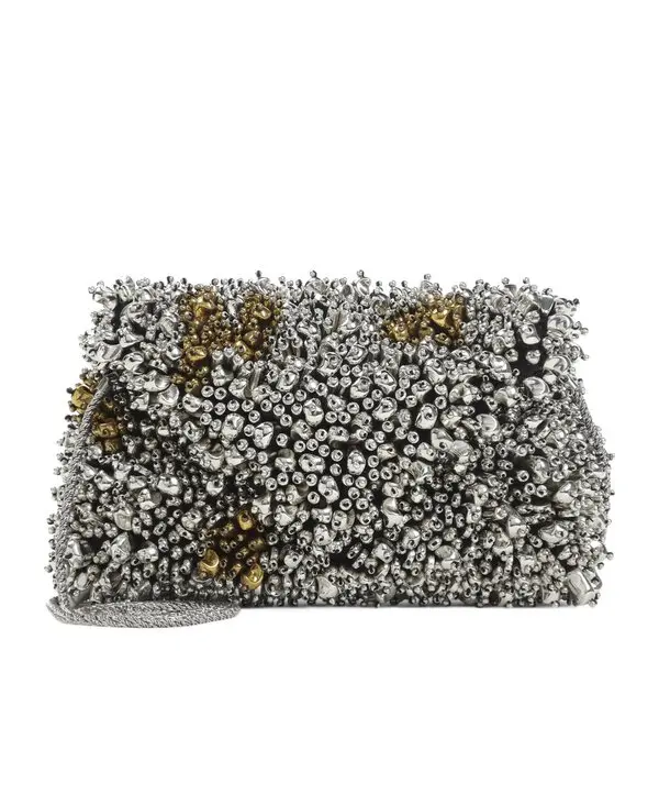 Dries Van Noten Embellished Envelope Clutch Bag - Silver