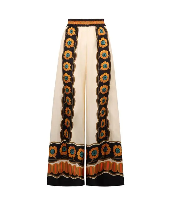 La DoubleJ Printed Wide Leg Trousers - Nude
