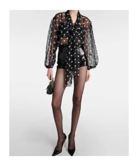 Dolce & Gabbana Polka-dot Bow-detail Silk Chiffon Blouse