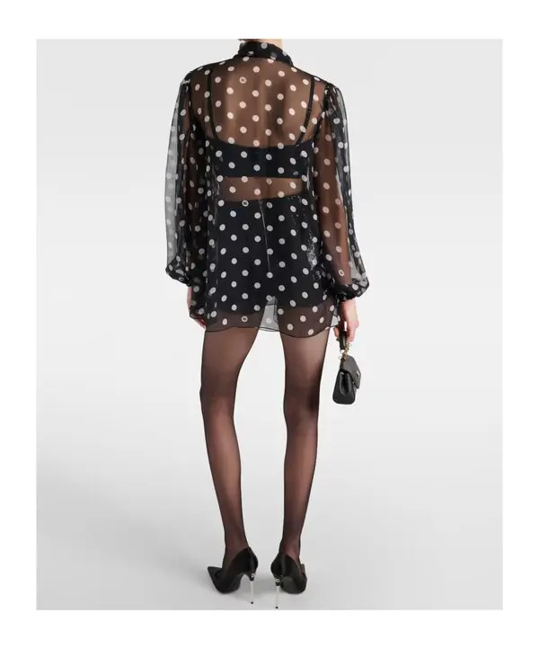 Dolce & Gabbana Polka-dot Bow-detail Silk Chiffon Blouse