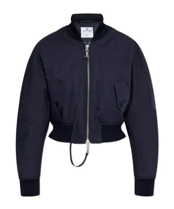 COURREGES Courrèges Zip-up Cropped Bomber Jacket - Black