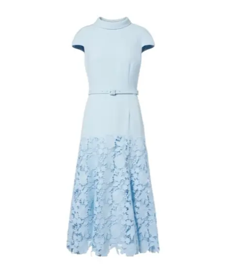 SELF-PORTRAIT Belted Lace Midi Dress
