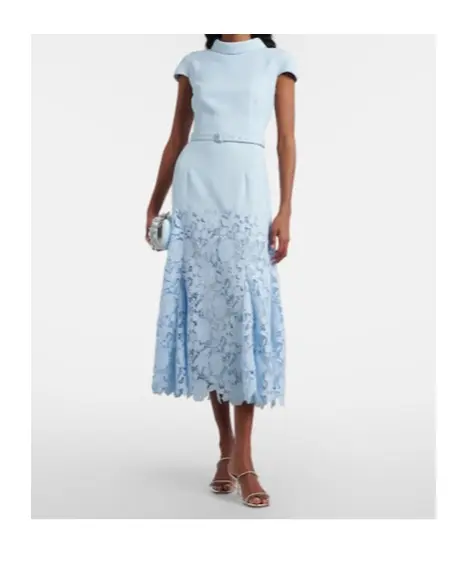 SELF-PORTRAIT Belted Lace Midi Dress