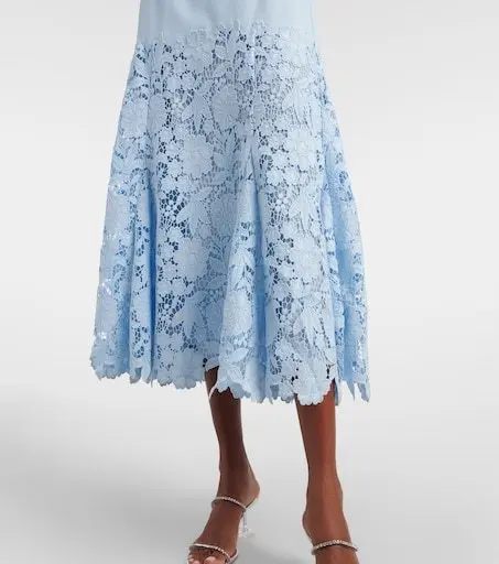 SELF-PORTRAIT Belted Lace Midi Dress