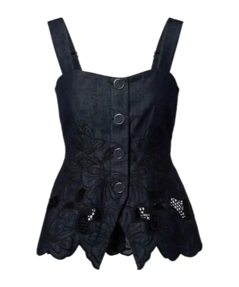 Veronica Beard Cotton Chambray Top - Black