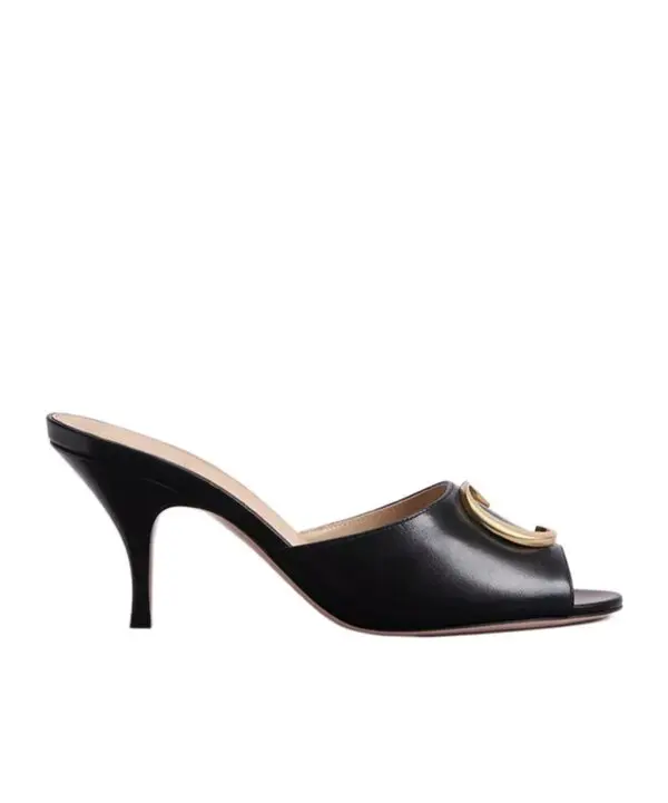 Dior Heeled Slide Sandals With Cd Initials - Black