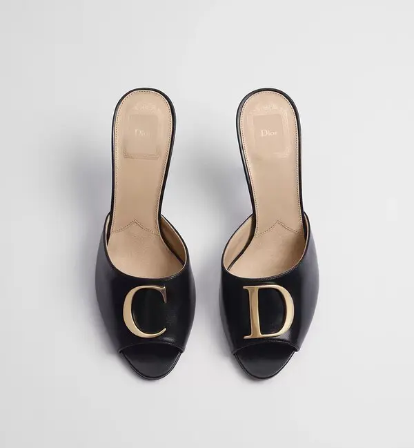 Dior Heeled Slide Sandals With Cd Initials