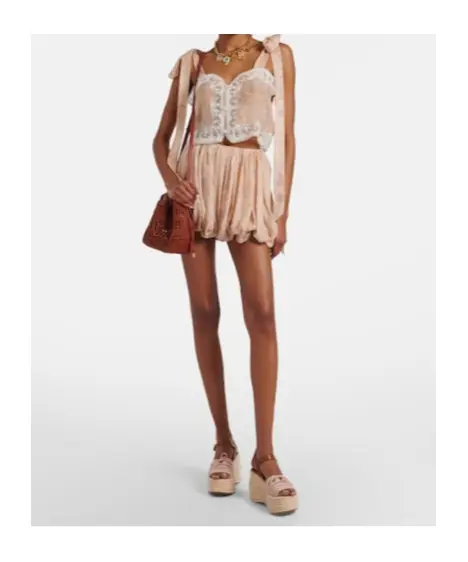 Chloé Floral Pleated Silk Charmeuse Shorts