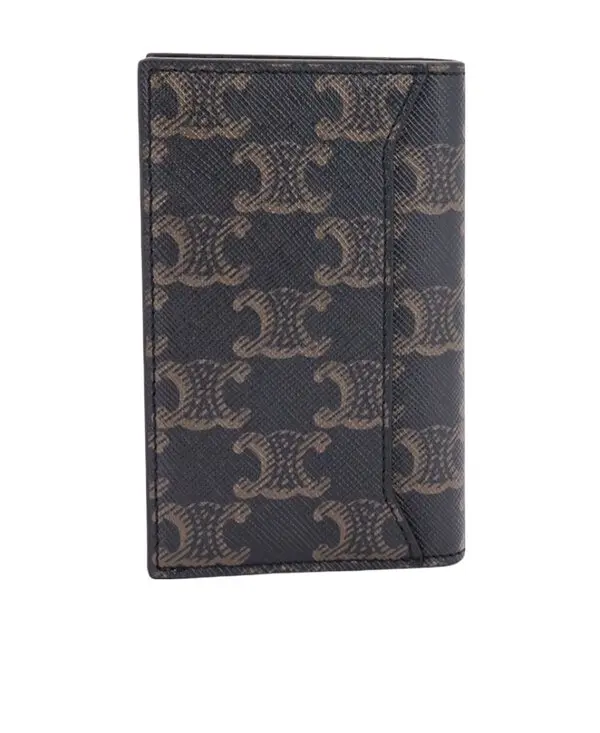 Celine Vertical Card Holder In Triomphe Canvas