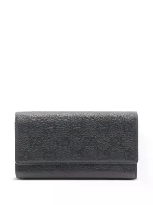 Gucci 2010s Gg Emblem Continental Wallet - Black