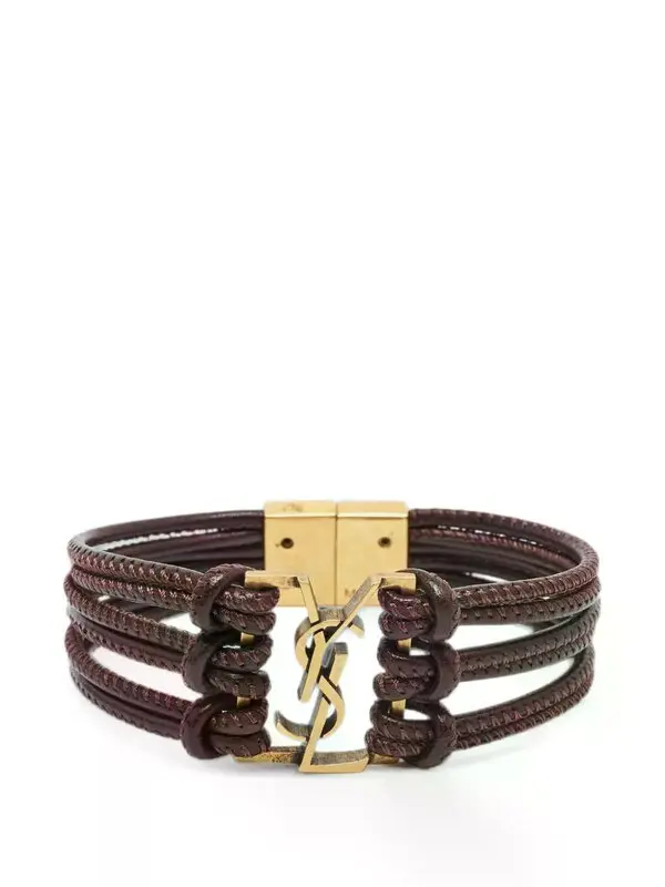 Saint Laurent Babylone Leather Bracelet - Brown