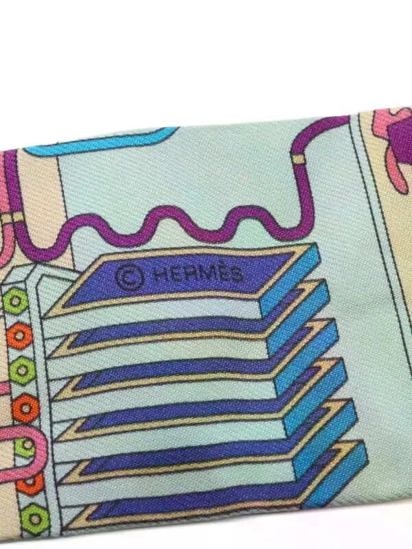 Hermès 2010s Twilly La Maison Des Carrés Scarf - Blue