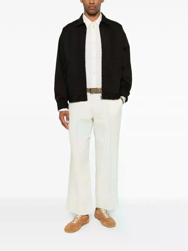 Sandro Ecru Pleat Detail Wide-leg Trousers