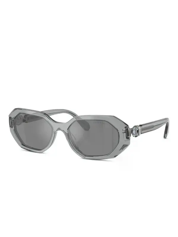 SWAROVSKI Crystal Embellished Geometric Frame Sunglasses