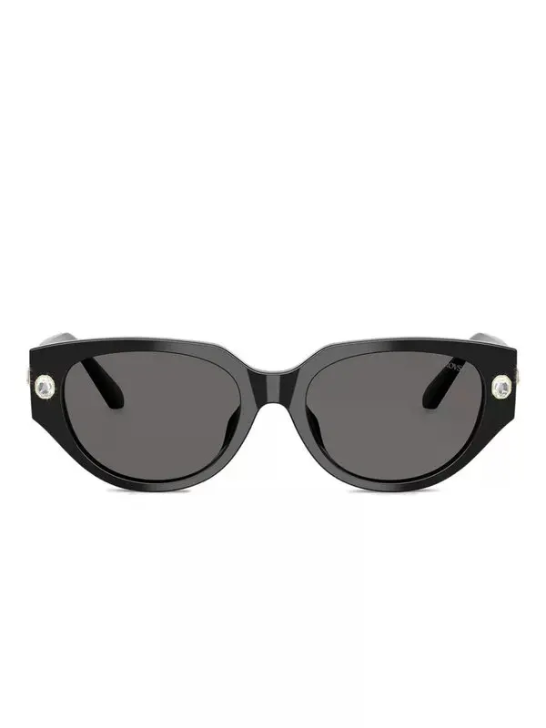 SWAROVSKI Crystal-embellished Round Sunglasses - Black