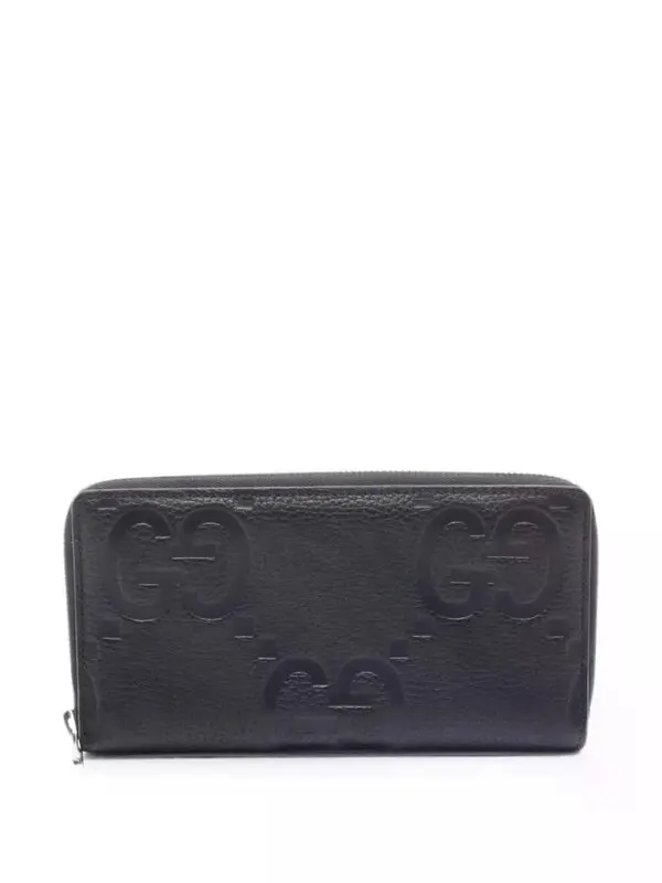 Gucci 2010s Jumbo Gg Round Zipper Long Wallet - Black