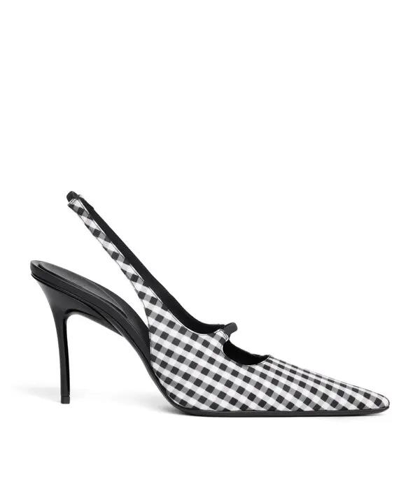 Alaïa Vichy Print Drop Slingback Pumps 80 - Black
