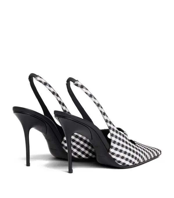 Alaïa Vichy Print Drop Slingback Pumps 80