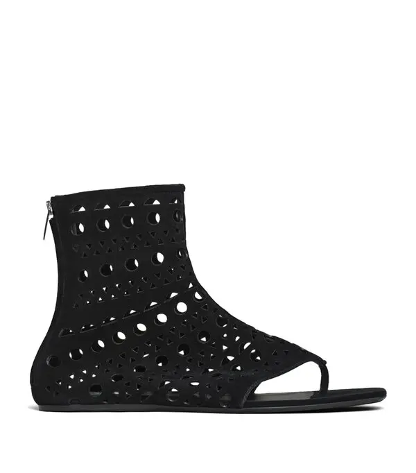 Alaïa Suede Vienne Thong High-top Sandals - Black