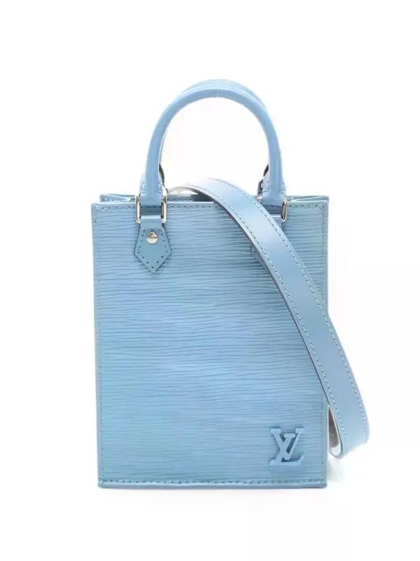 LOUIS VUITTON Epi Leather Petit Sac Plat Tote Bag - Blue