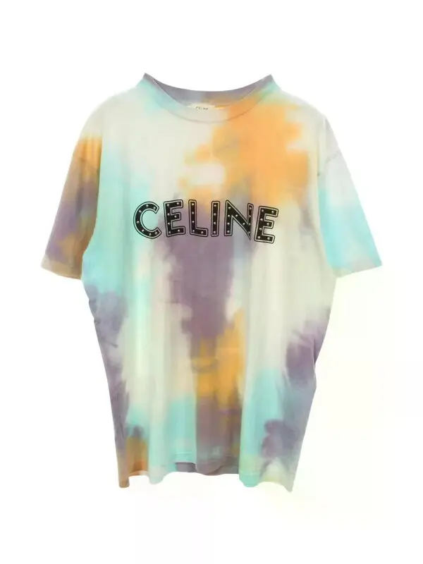 Celine 2000s Stud Logo Tie-dye T-shirt