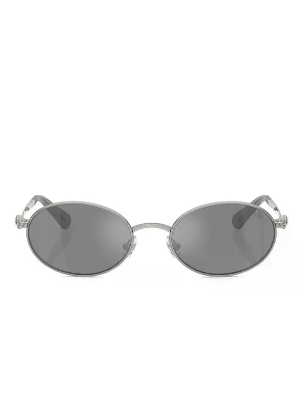 SWAROVSKI Crystal-embellished Round-frame Sunglasses - Grey