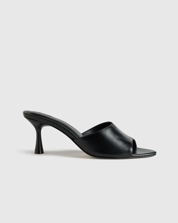 Quince Italian Leather 65mm Stiletto Mule - Black