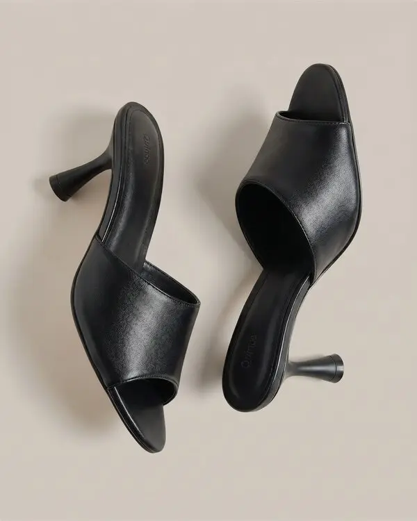 Quince Italian Leather 65mm Stiletto Mule - Black