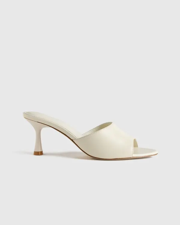 Quince Italian Leather 65mm Stiletto Mule - Bone