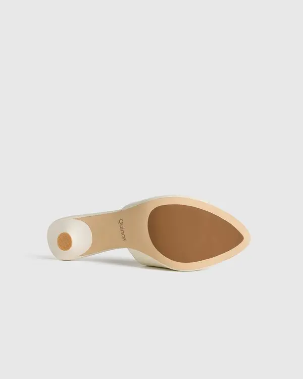 Quince Italian Leather 65mm Stiletto Mule - Bone