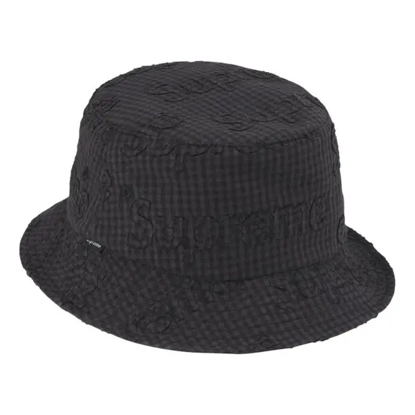 Supreme Monogram Gingham Crusher Hat - Black