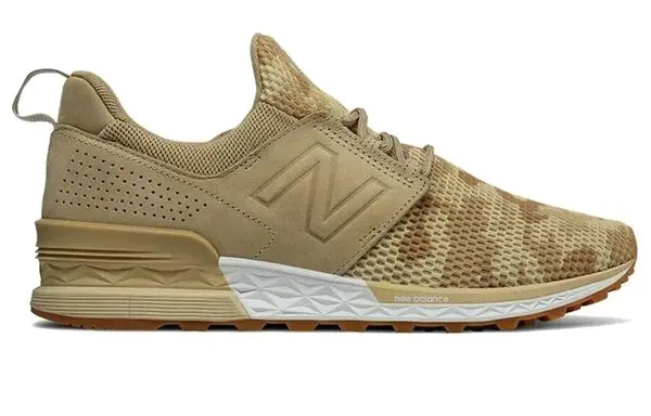 NEW BALANCE 574 Sport "bone Camo" Sneakers - Yellow/white/brown