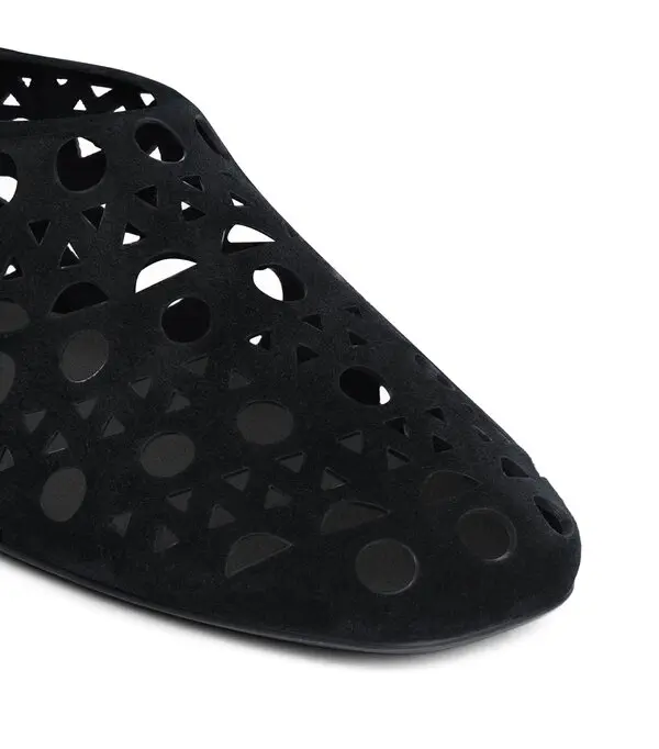 Alaïa Suede Vienne Laser Cut Ballet Flats - Black