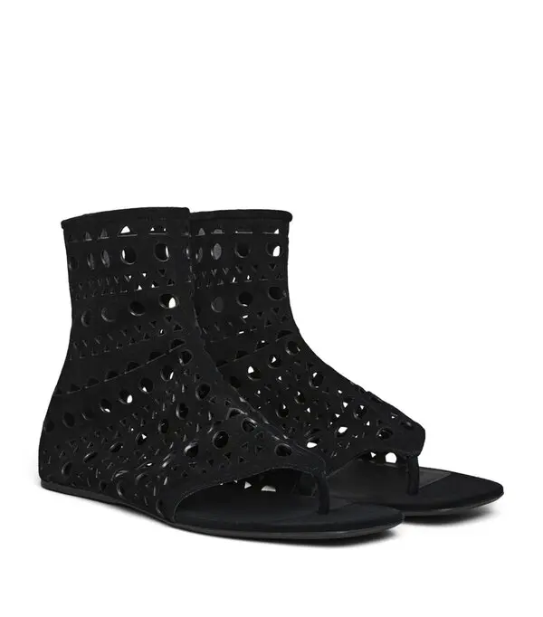 Alaïa Suede Vienne Thong High-top Sandals