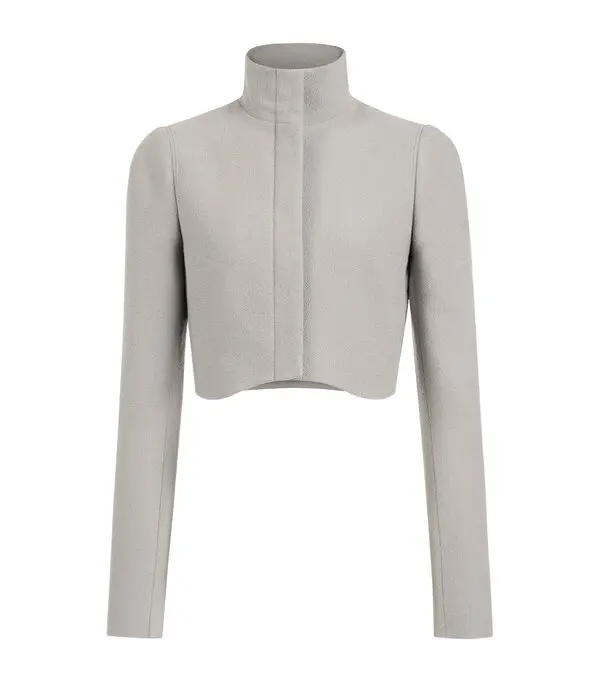 Alaïa Wool Cropped Jacket With Curved Hem