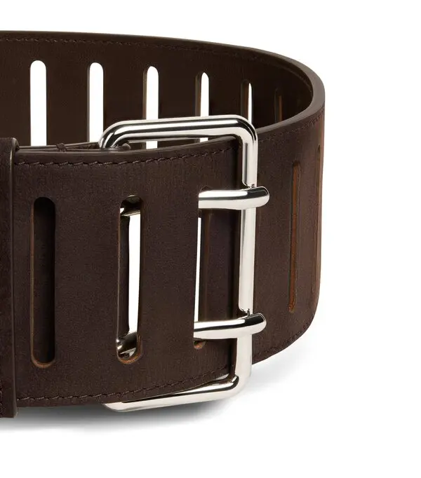 Alaïa Leather Cut-out Buckle Belt - Brown