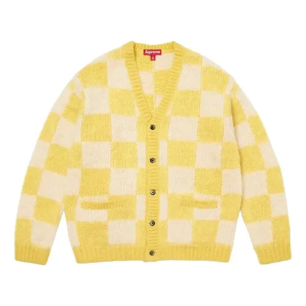 Supreme Ss26 Checkerboard Cardigan - Yellow