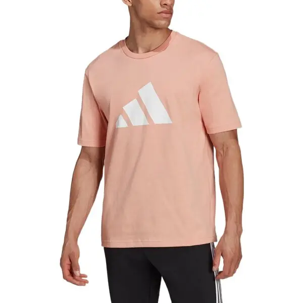 Adidas Logo Printing Pattern Round Neck Pullover Short Sleeve Pink T-shirt