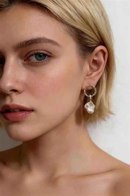 CLASSICHARMS Nina Baroque Pearl Drop Earrings - Gold