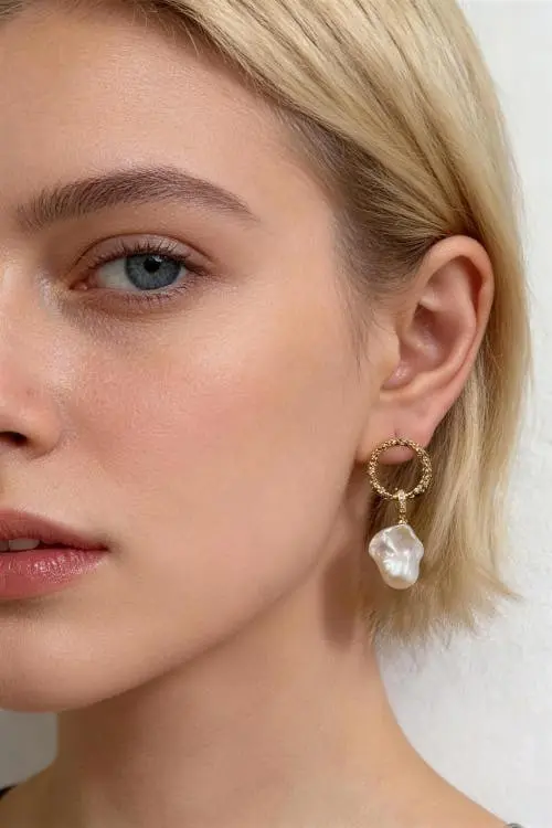 CLASSICHARMS Nina Baroque Pearl Drop Earrings - Gold