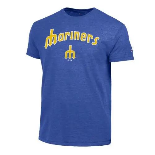 Champion Seattle Mariners Cooperstown Wordmark Lockup Tri-blend T-shirt - Royal