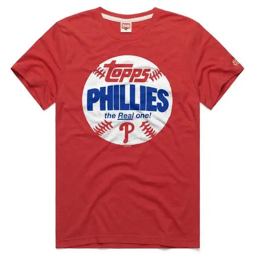 HOMAGE Philadelphia Phillies Mlb X Topps Baseball The Real One Tri-blend T-shirt - Red