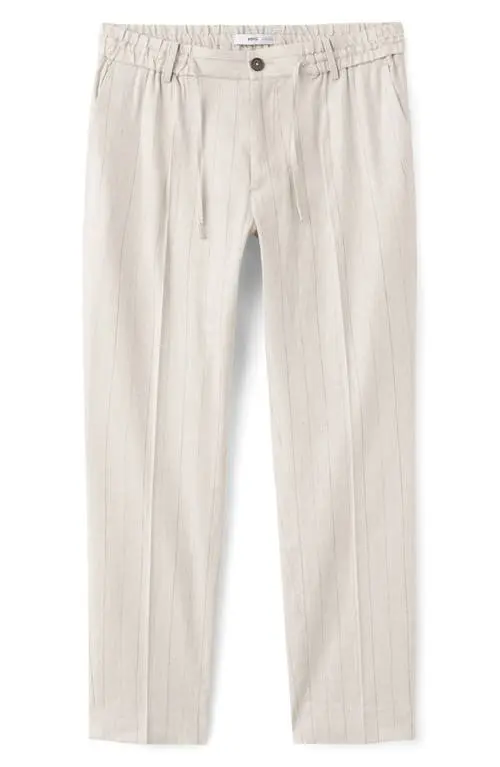 Mango Slim Fit Drawstring Linen Blend Pants