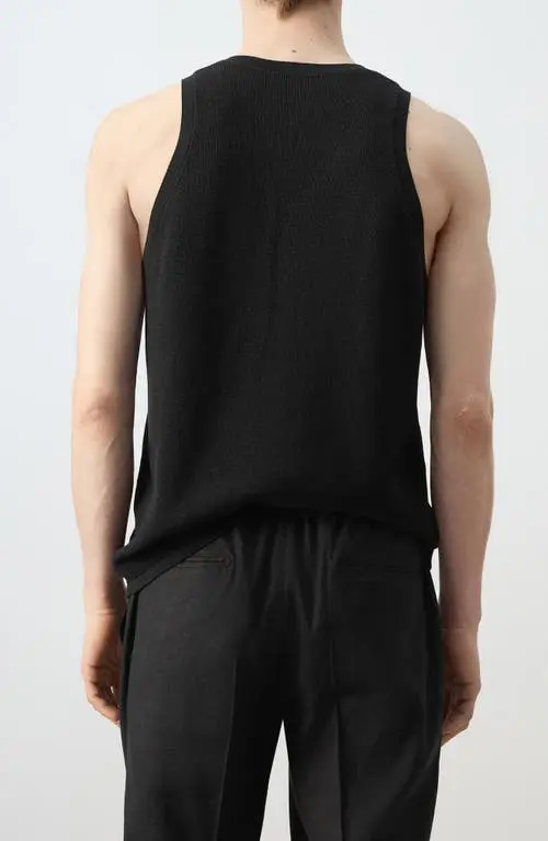 Mango Slim Fit Cotton Rib Tank - Black